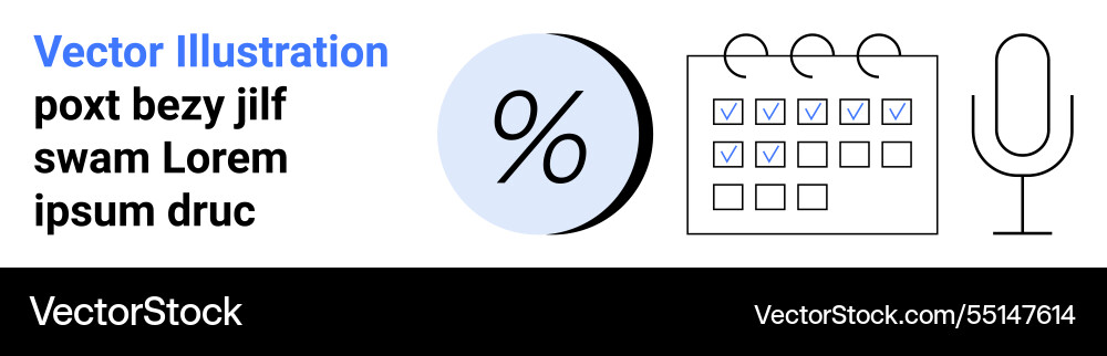 Calendar with checkmarks percentage symbol Vector Image