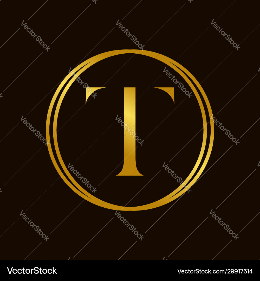 Golden circle t Royalty Free Vector Image - VectorStock