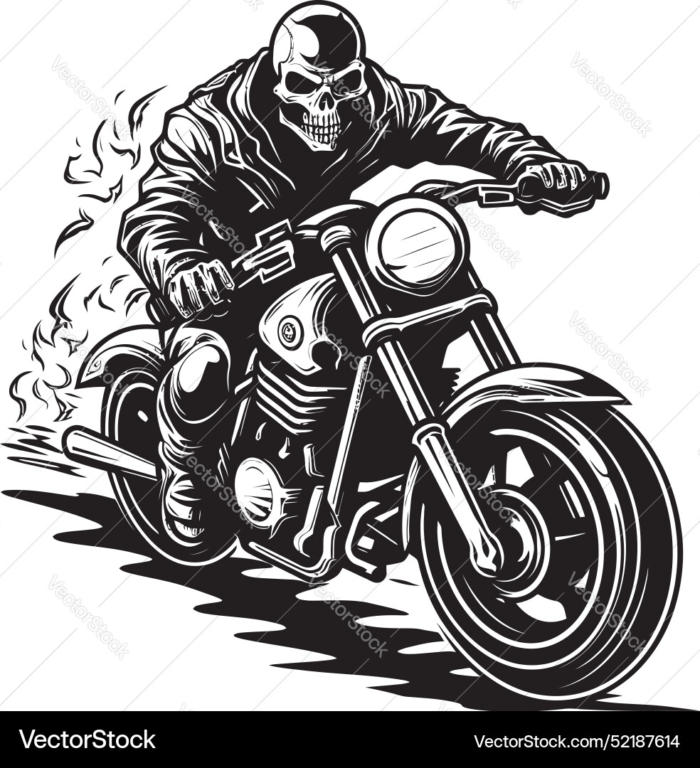 Grim rider skeleton biker black logo icon design Vector Image