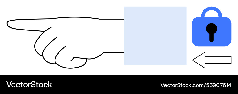 Hand pointing with lock icon and arrow Royalty Free Vector