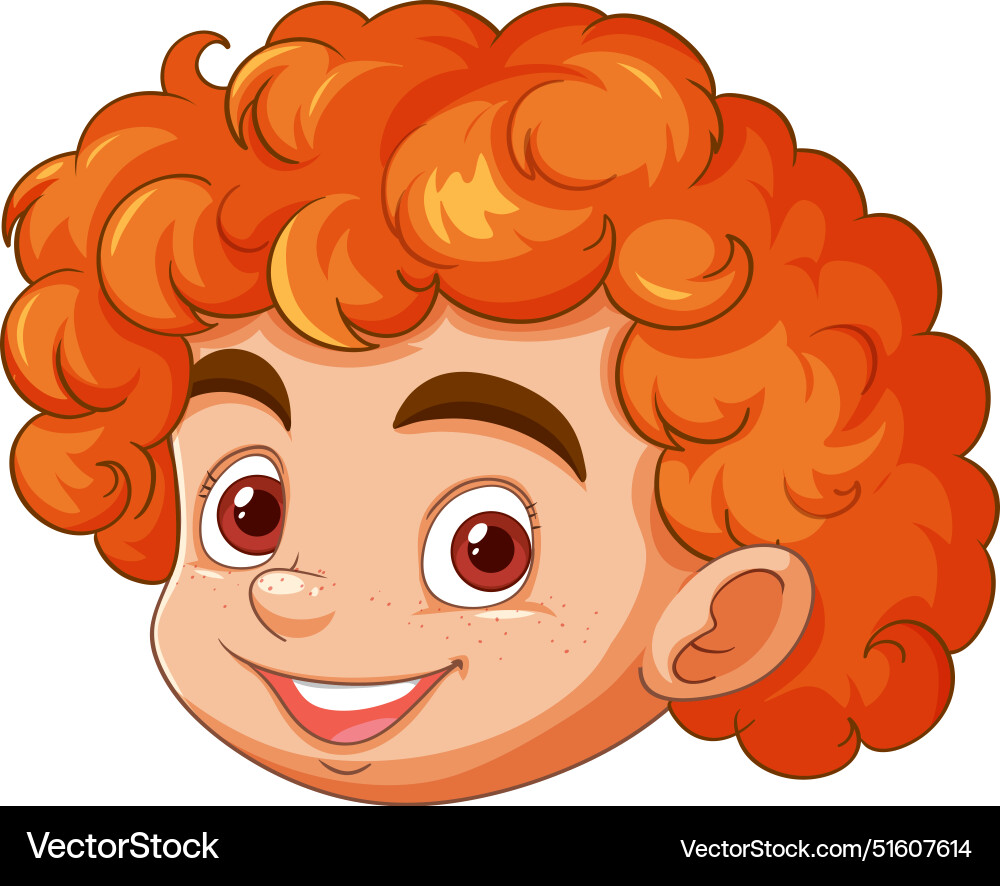 Happy child with curly red hair smiling Royalty Free Vector