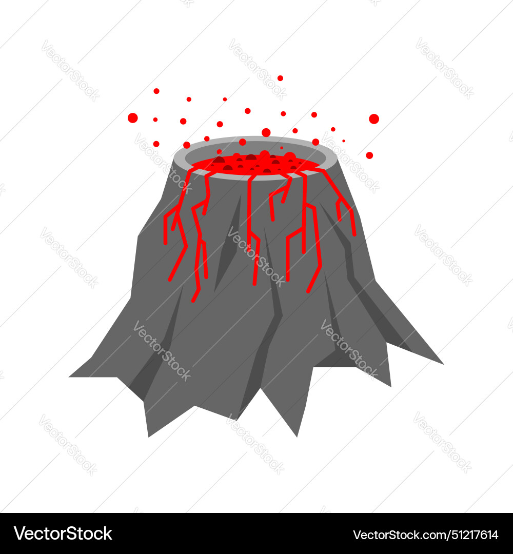 Volcano cartoon isolated mountain with crater Vector Image