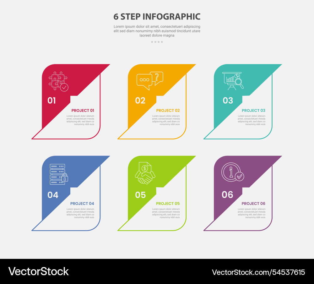 6 points template infographic outline style Vector Image
