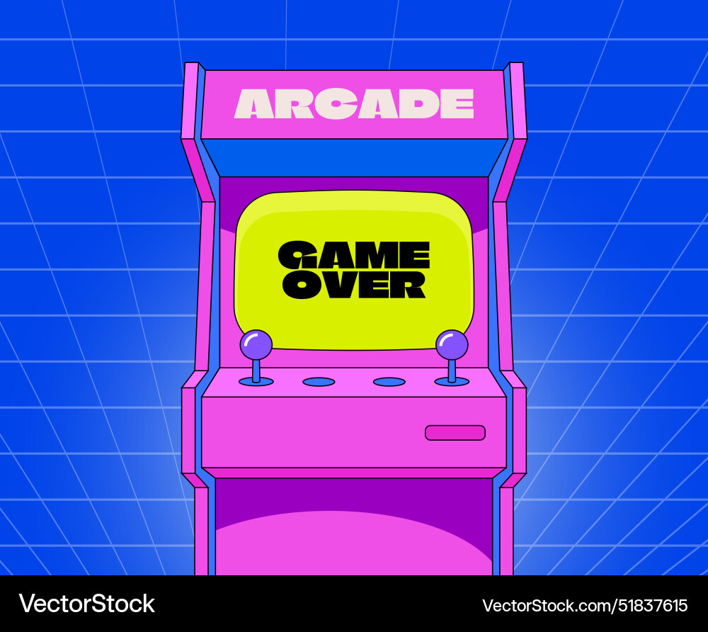 Arcade video game machine retrowave y2k style Vector Image