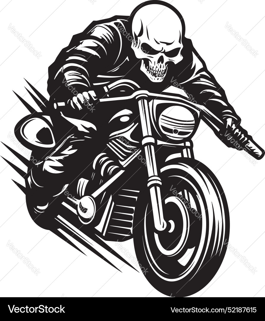 Bone cycle skeleton riding motorcycle black logo Vector Image