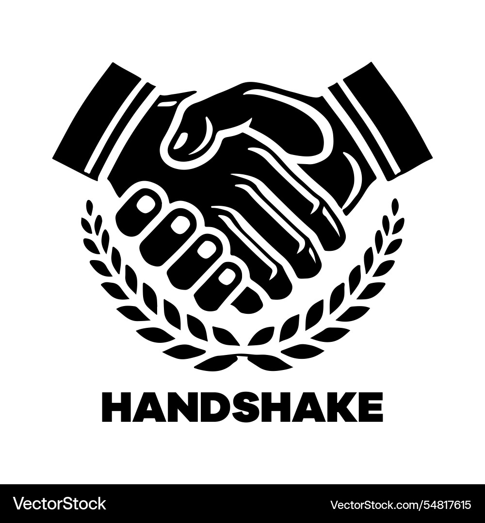 Business handshake silhouette for presentations Vector Image
