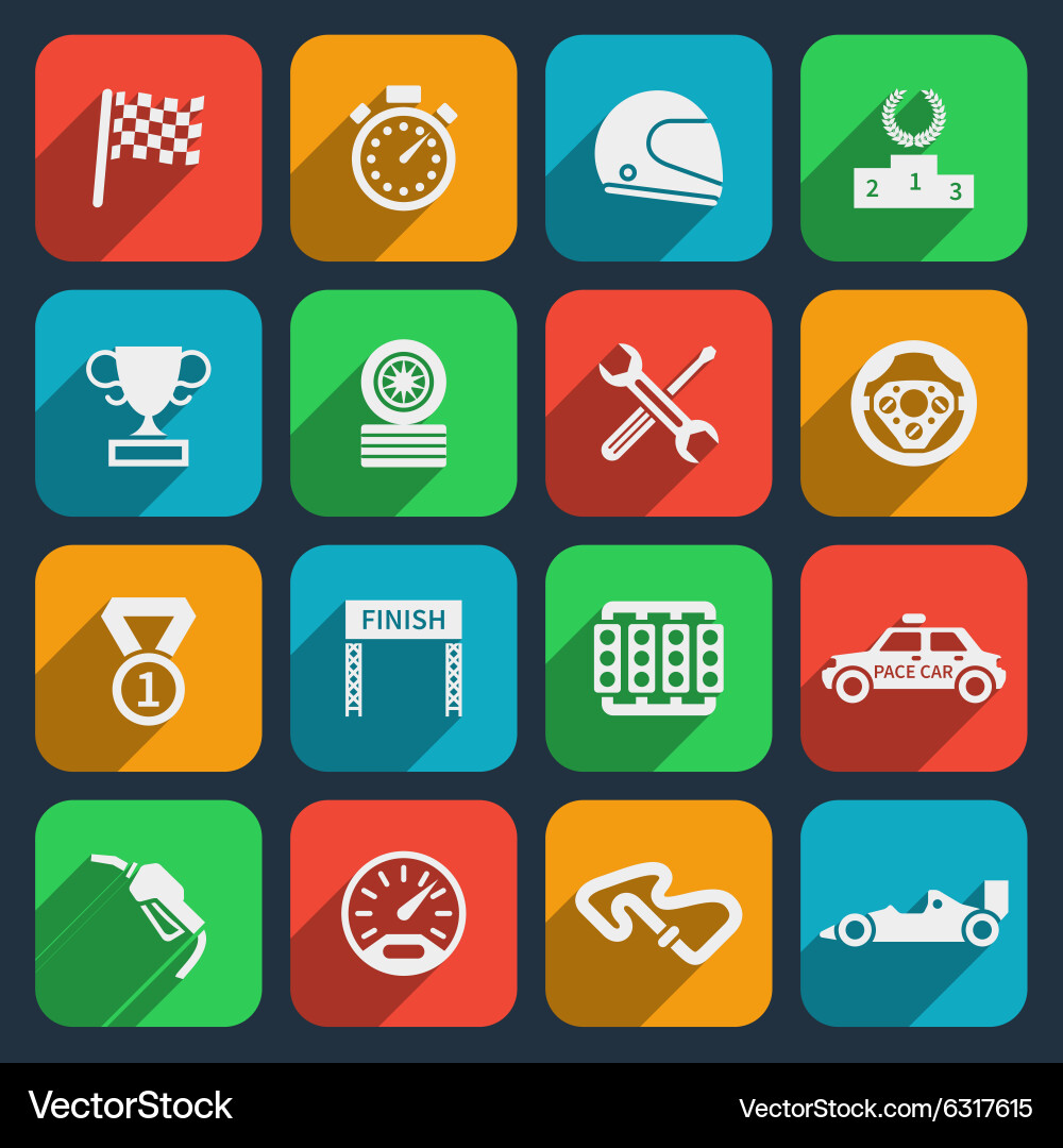 Car tools and race icons Royalty Free Vector Image