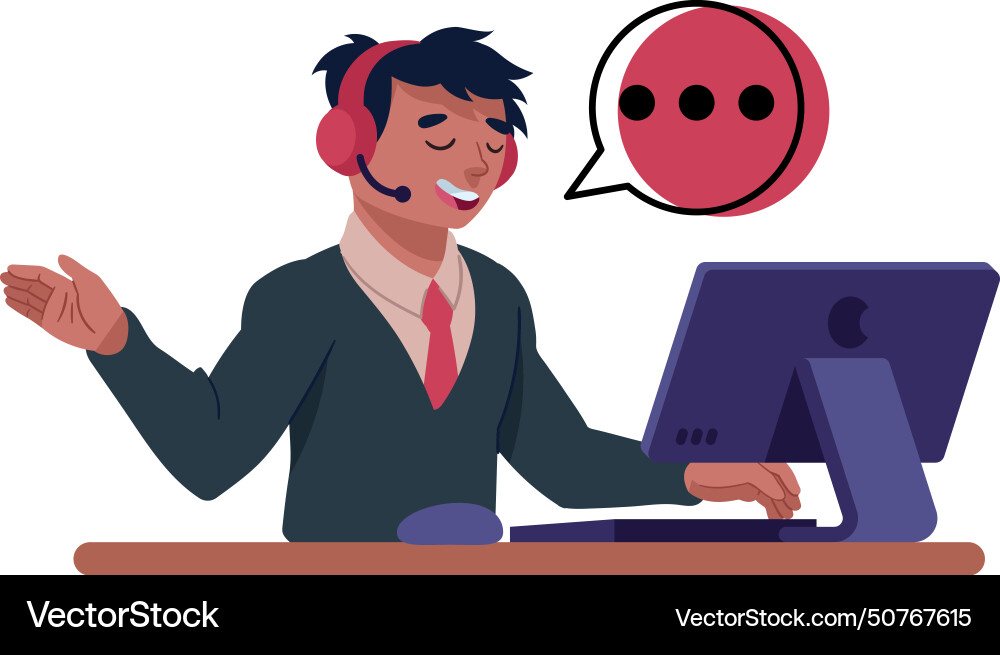 Customer support agent working Royalty Free Vector Image