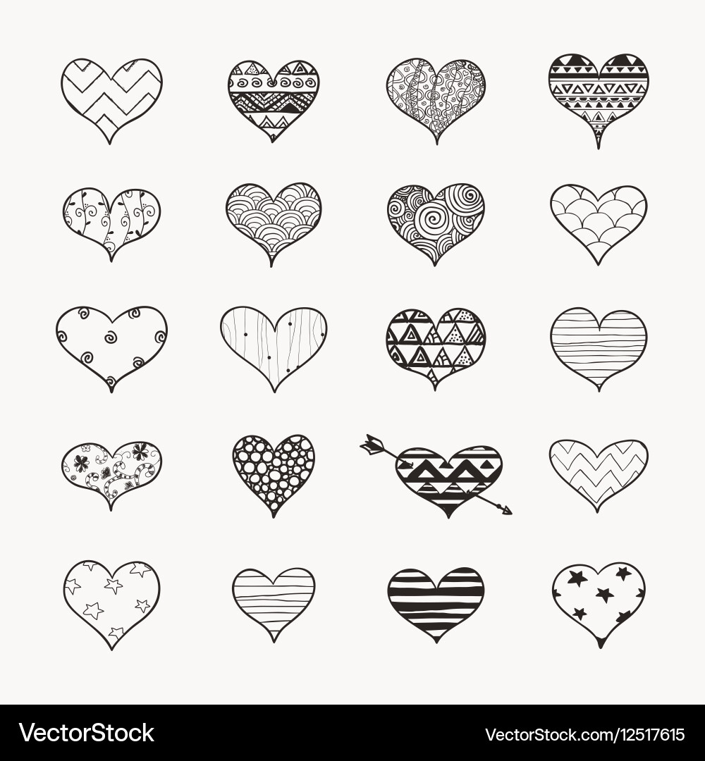Hand drawn heart shapes with doodle Royalty Free Vector