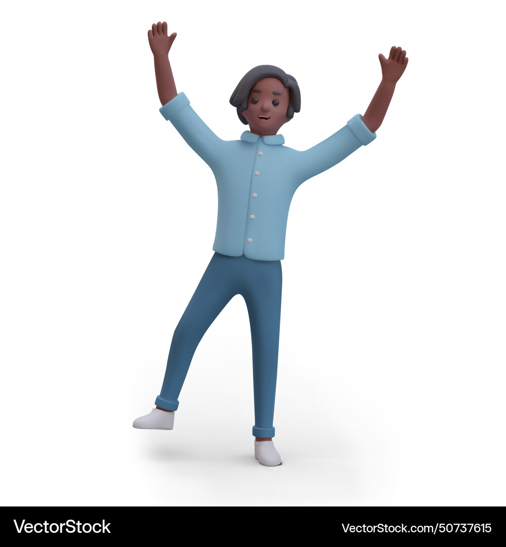 Male character standing on one leg with raised Vector Image