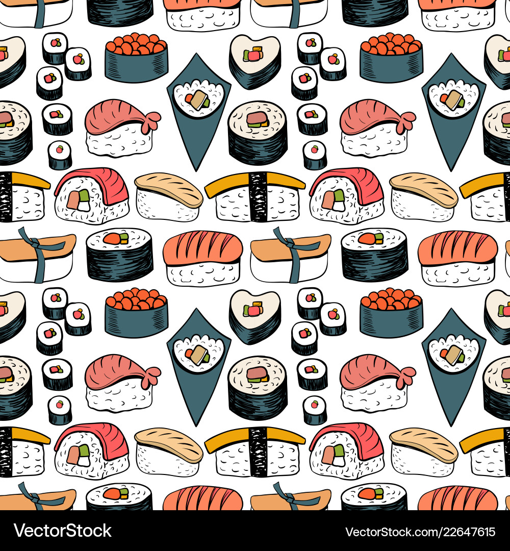Sushi seamless background Royalty Free Vector Image