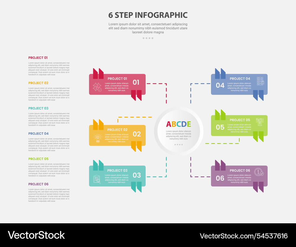 6 points template infographic outline style Vector Image