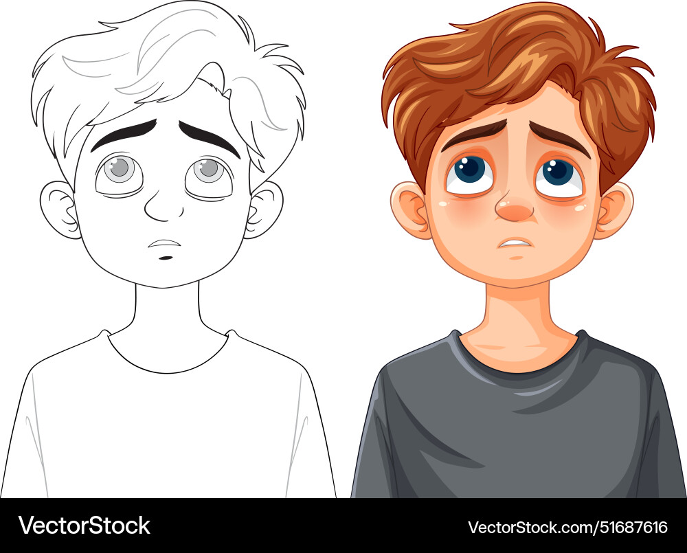 A boy with a sad expression Royalty Free Vector Image
