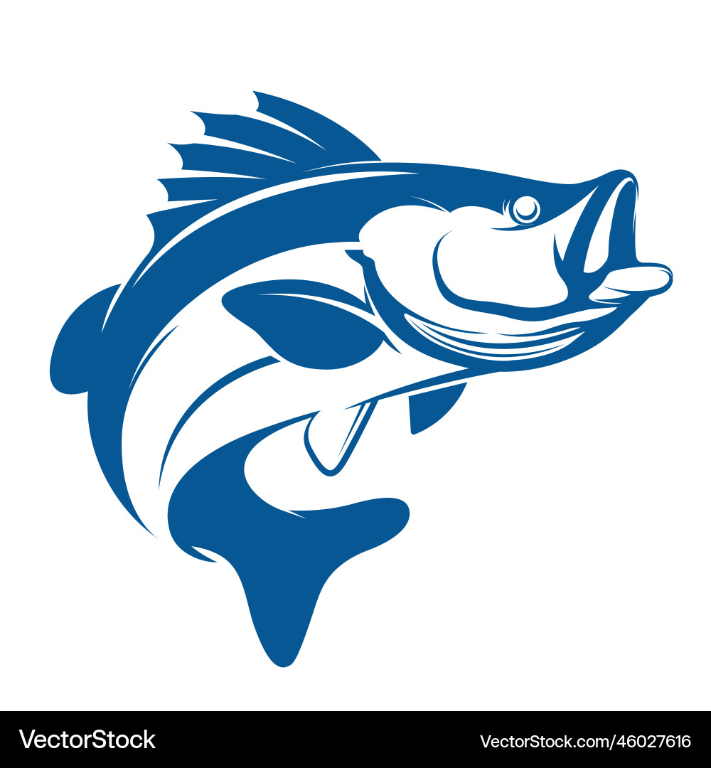 Bass fish icon isolated on white background logo Vector Image