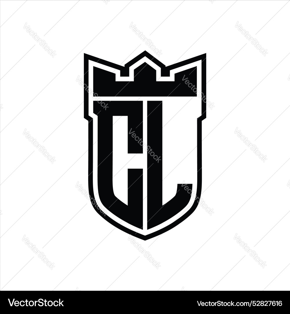 Cl logo shield shape with geometric crown inside Vector Image