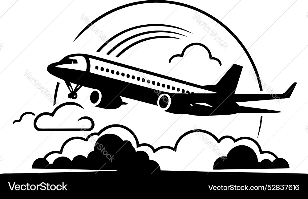 Flight doodle playful air travel logo Royalty Free Vector