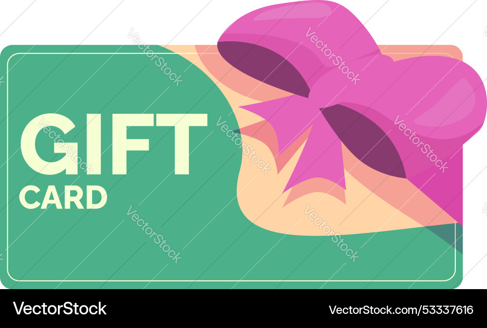 Gift card wrapped with a pink bow for birthday Vector Image