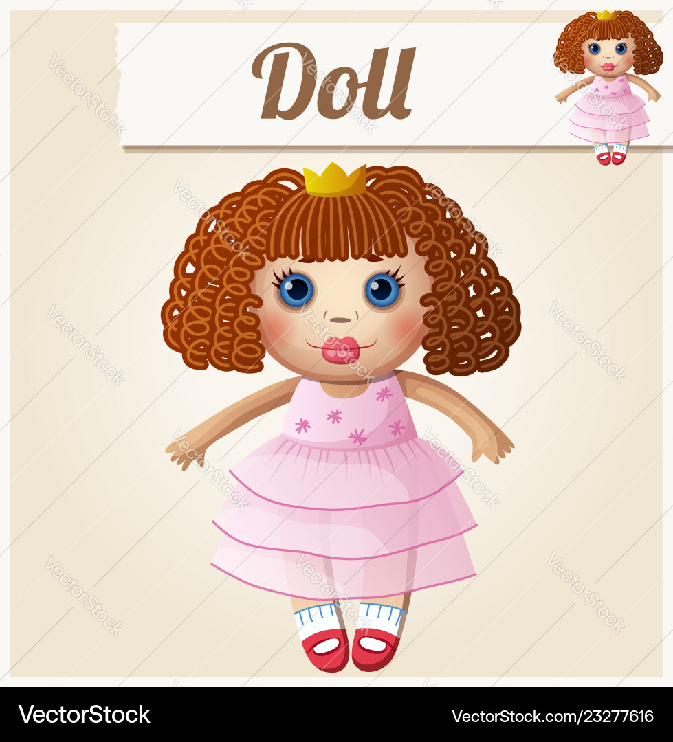 Girl doll cartoon Royalty Free Vector Image - VectorStock