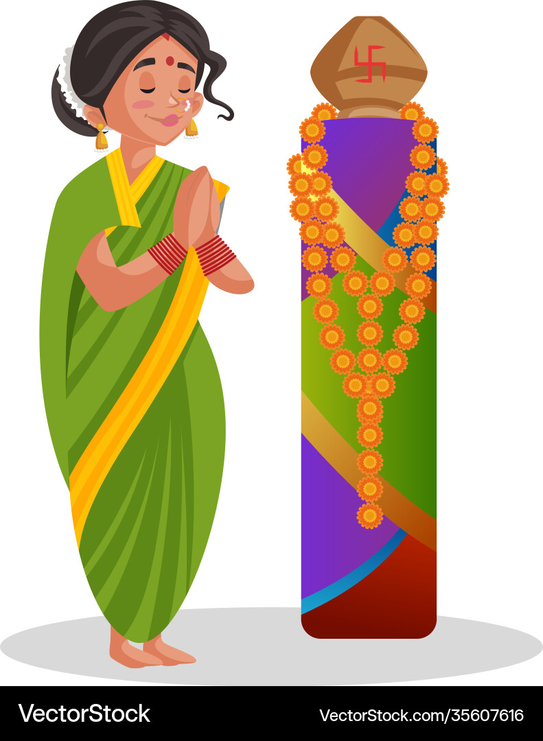 Indian marathi woman cartoon Royalty Free Vector Image