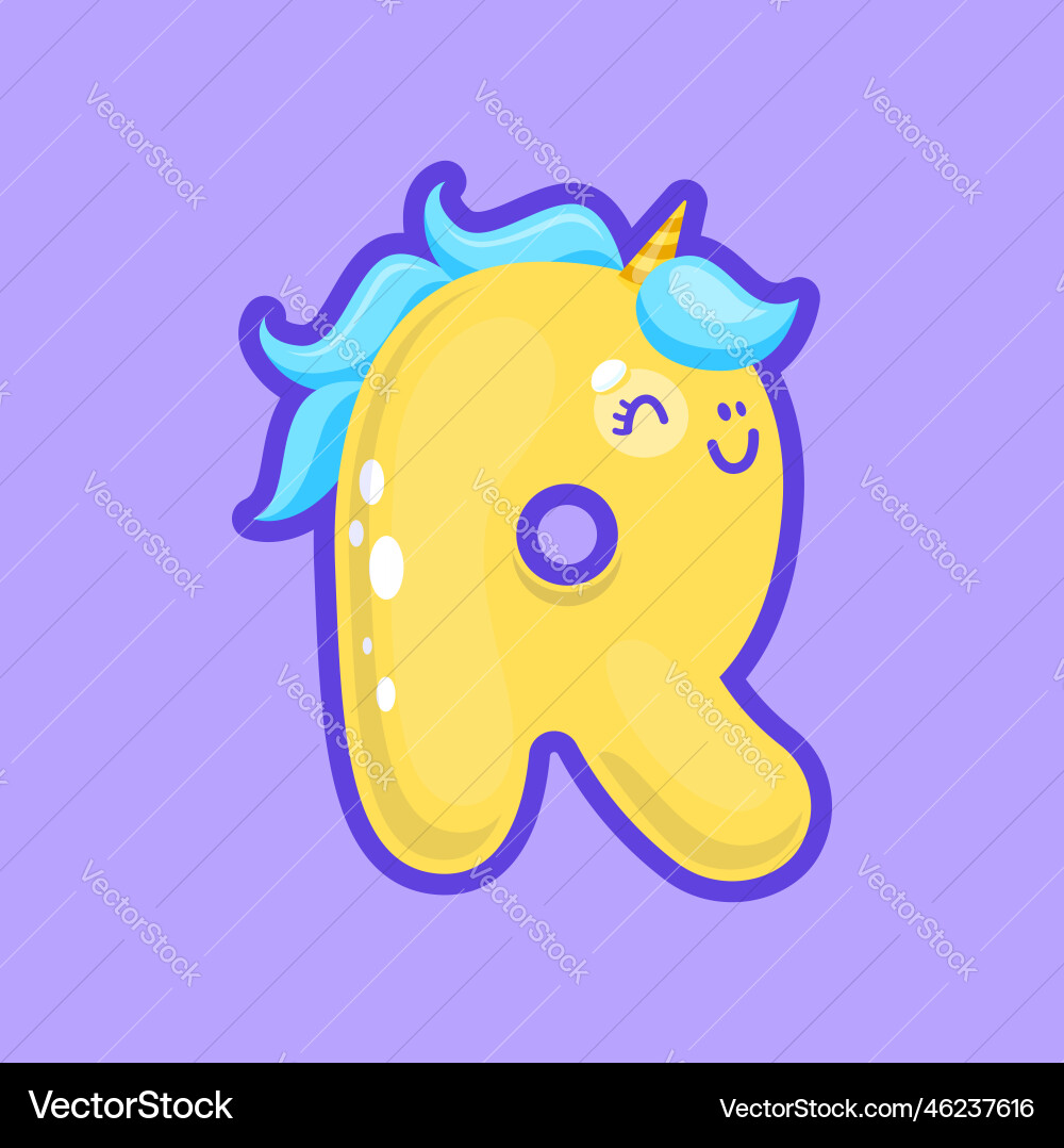 Letter r unicorn font abc alphabet character Vector Image