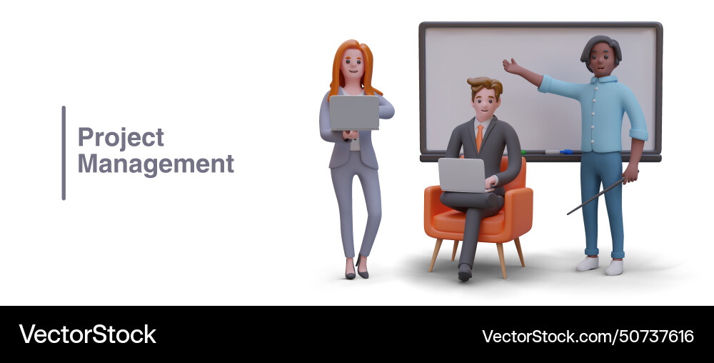 Project management team presents Royalty Free Vector Image