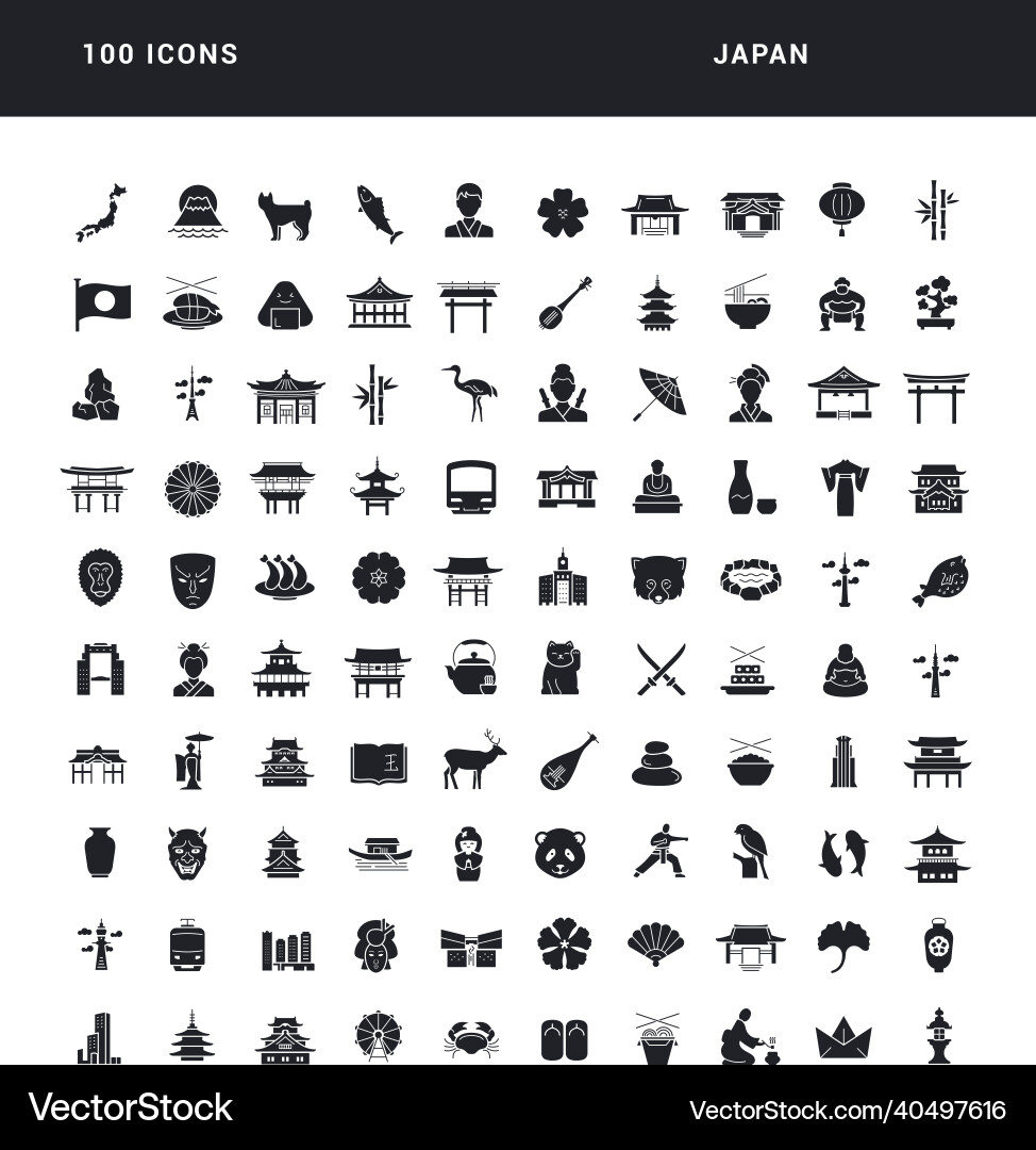 Set of simple icons japan Royalty Free Vector Image