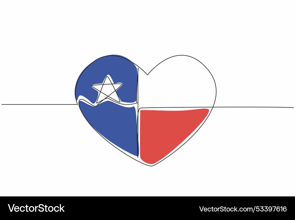 Single one line drawing texas flag with heart Vector Image