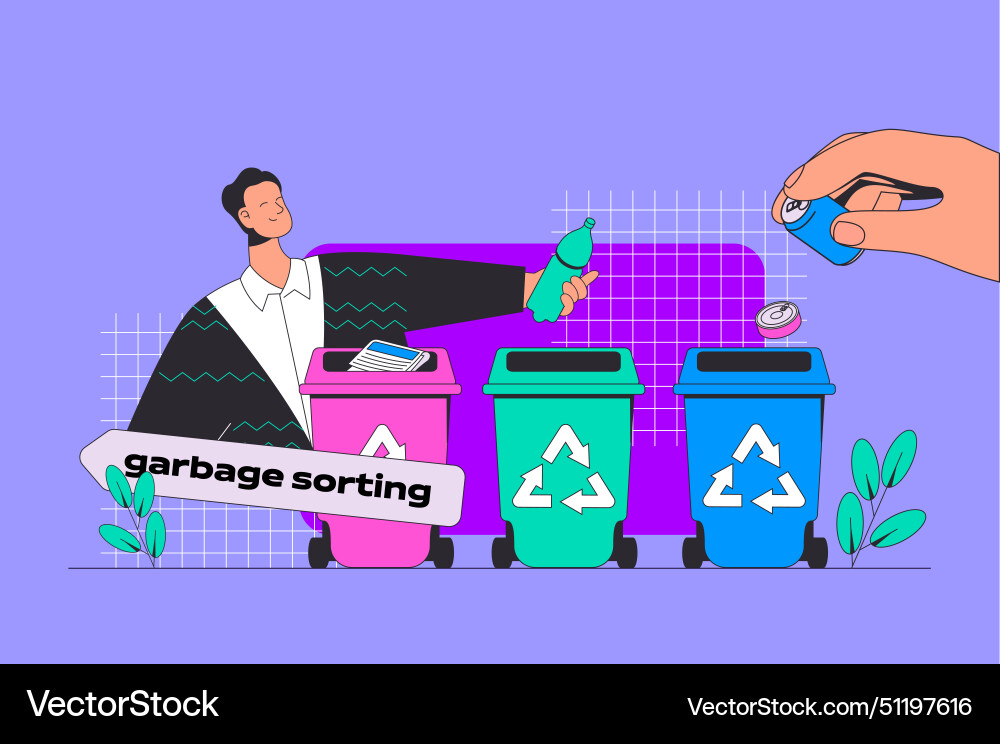 Waste management concept in modern flat design Vector Image
