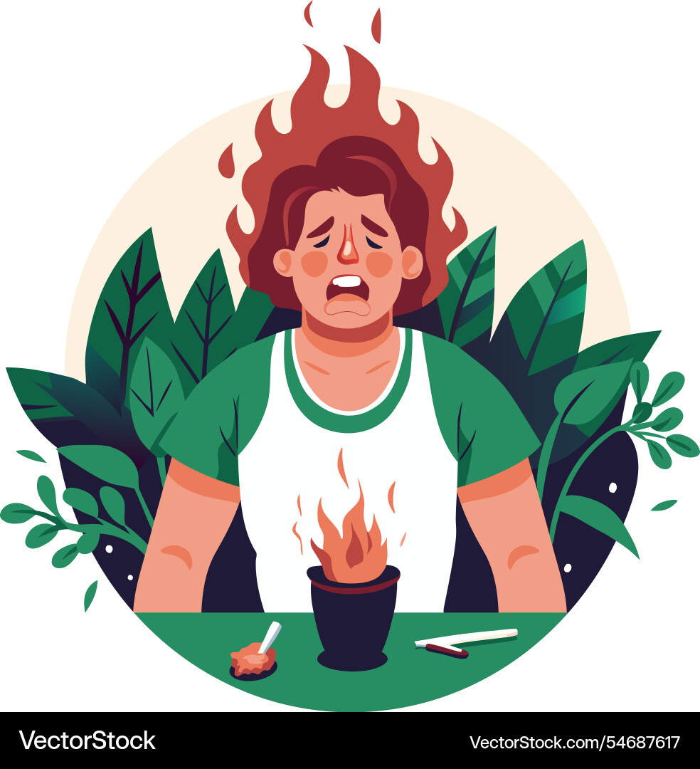 A flat of a burnout man Royalty Free Vector Image