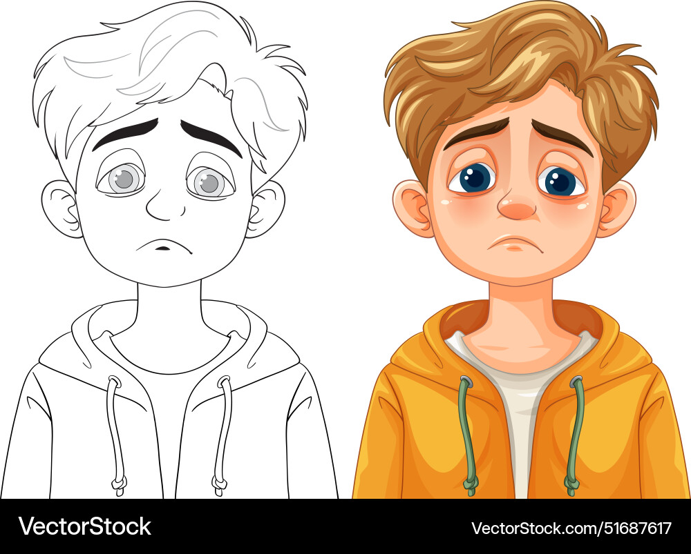 A sad boy wearing hoodie Royalty Free Vector Image