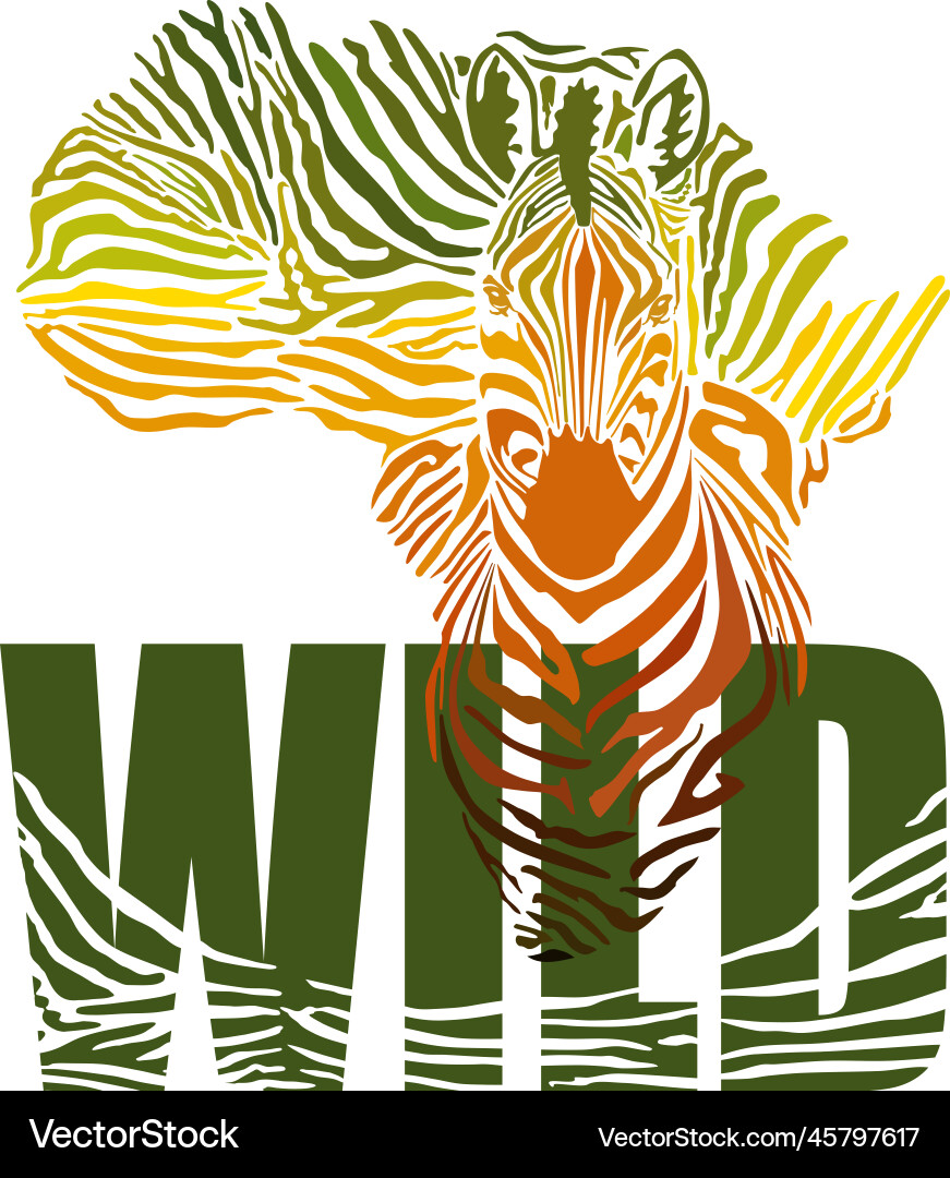 Africa map with zebra head and skin Royalty Free Vector