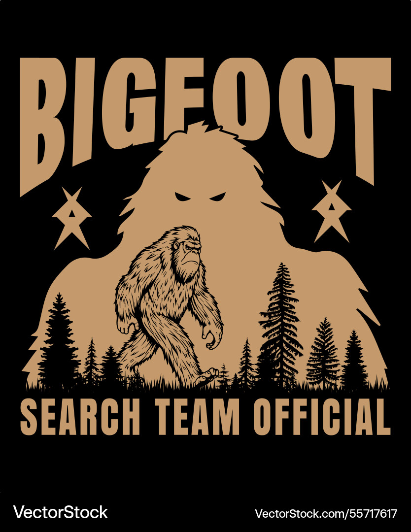 Bigfoot Search Team T-Shirt Royalty Free Vector Image