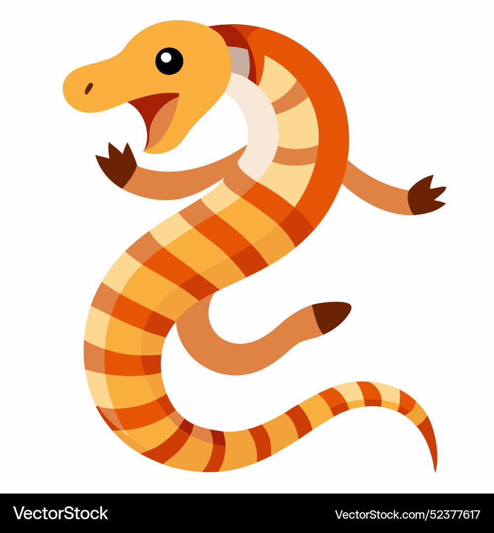 Copperhead snake jumps kawaii Royalty Free Vector Image