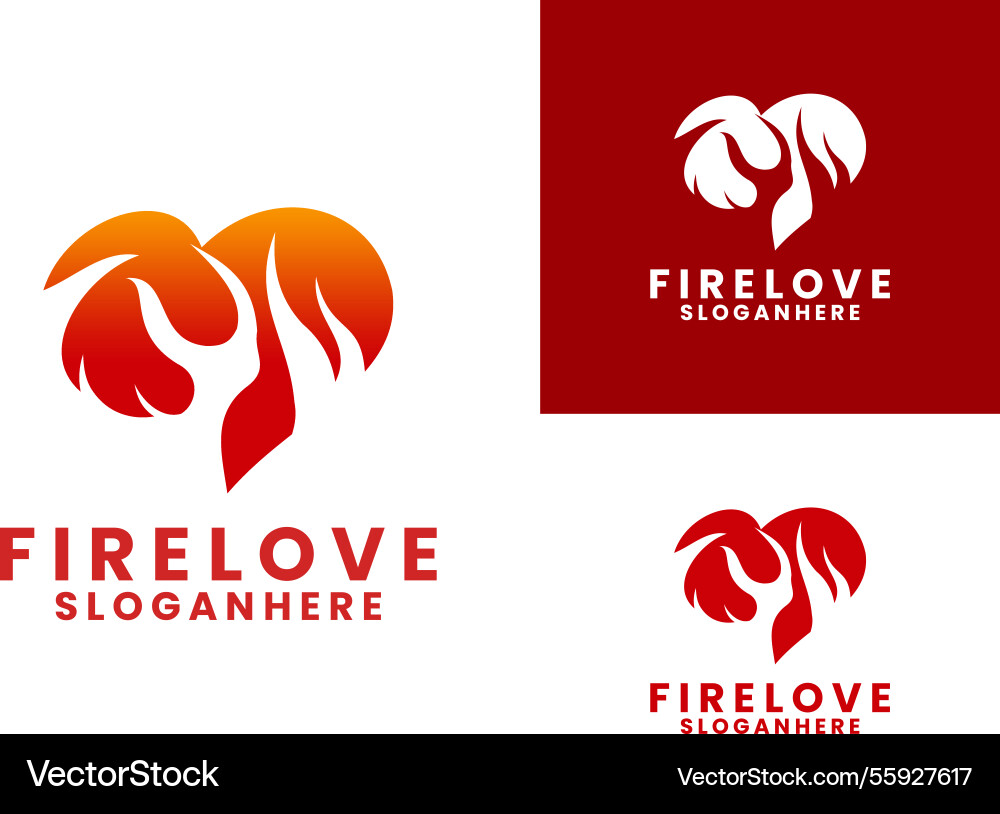 Creative fire love logo design icon heart Vector Image