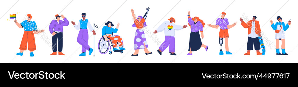 Diverse people with disabilities lgbt persons Vector Image