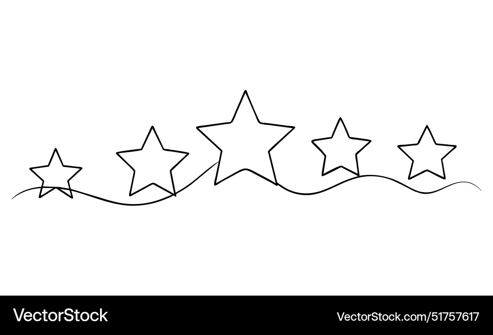 Hand drawn five stars one line continuous Vector Image