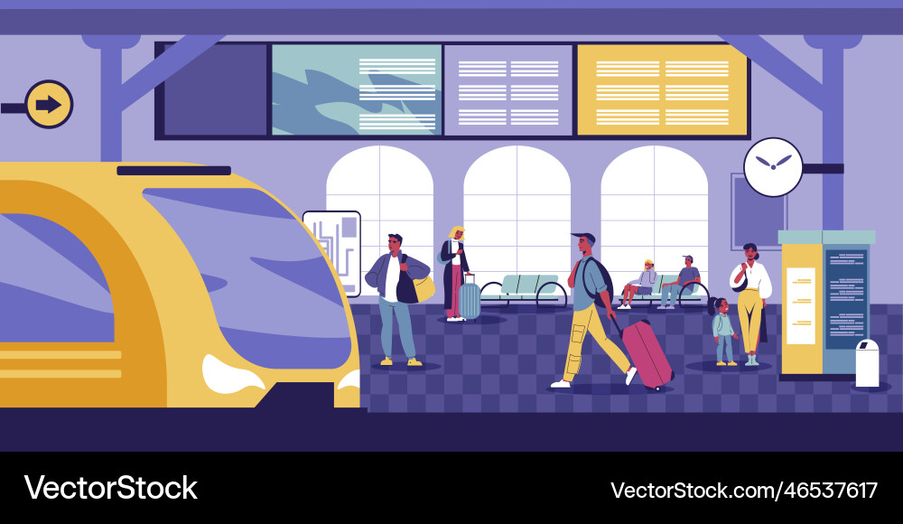 Railway station flat Royalty Free Vector Image
