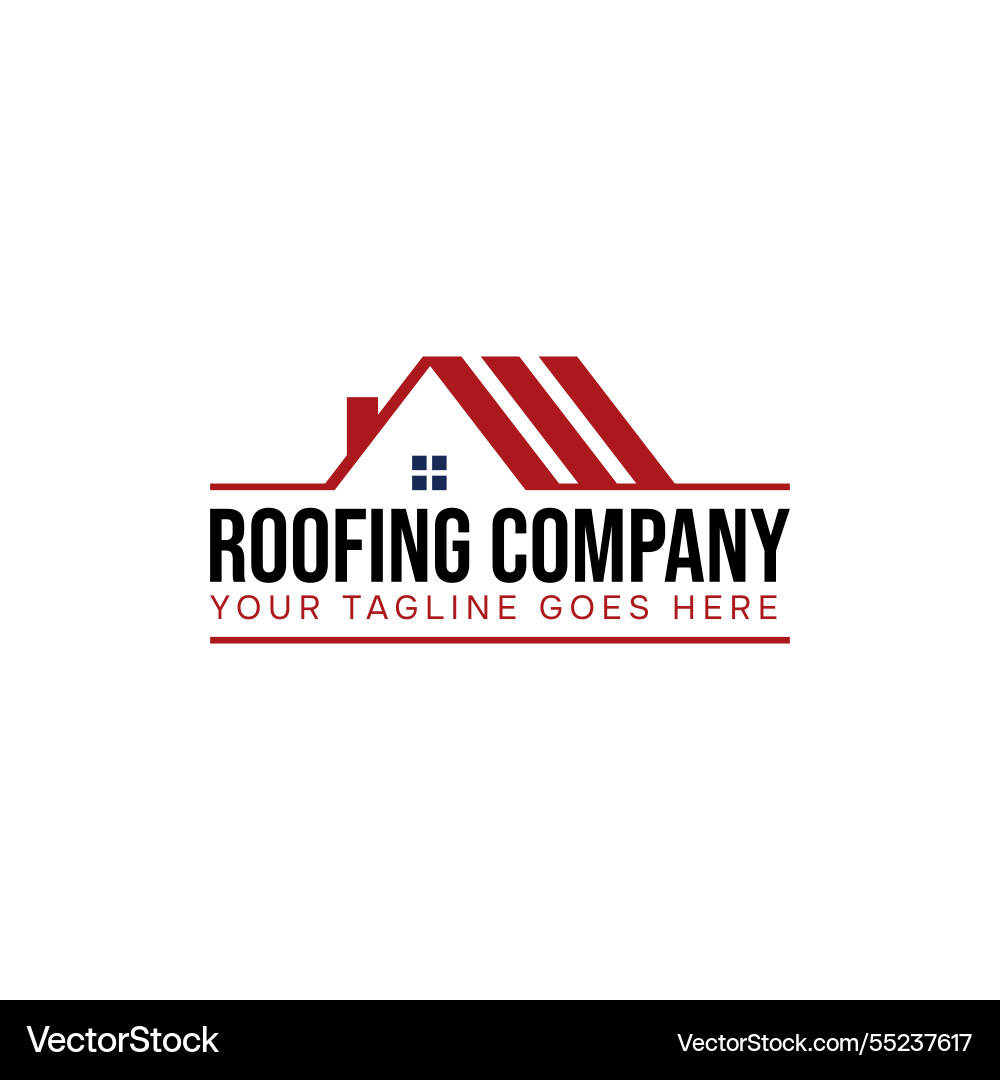 Roofing company logo featuring a house outline Vector Image