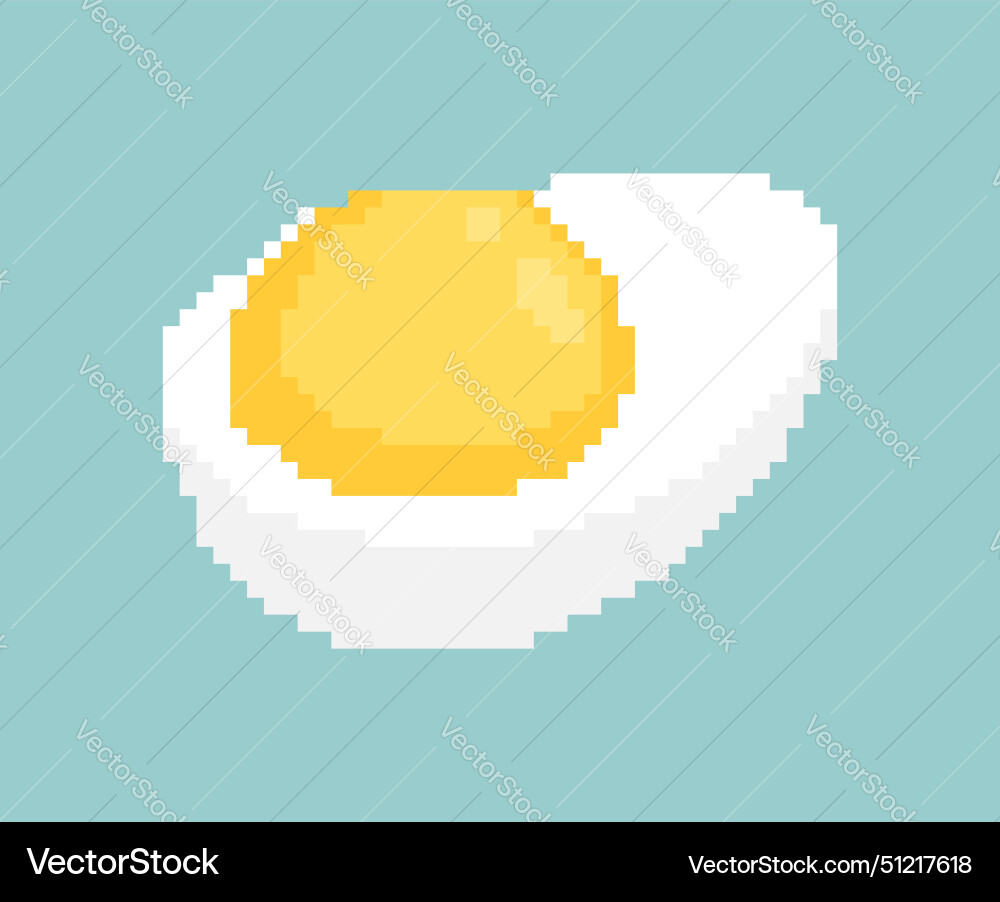 Boiled egg pixel art half an 8 bit pixelated Vector Image