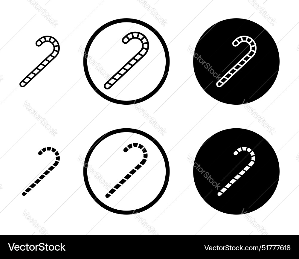 Candy cane line icon set Royalty Free Vector Image