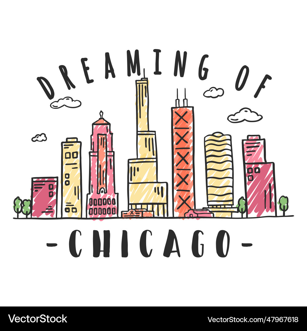 Chicago skyline sticker Royalty Free Vector Image