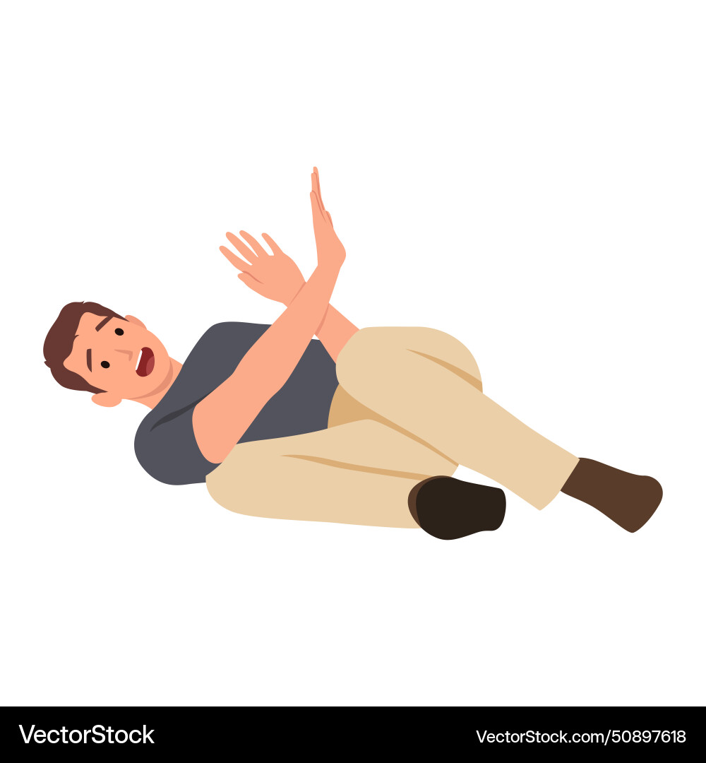 Fall business man dodge something afraid Vector Image