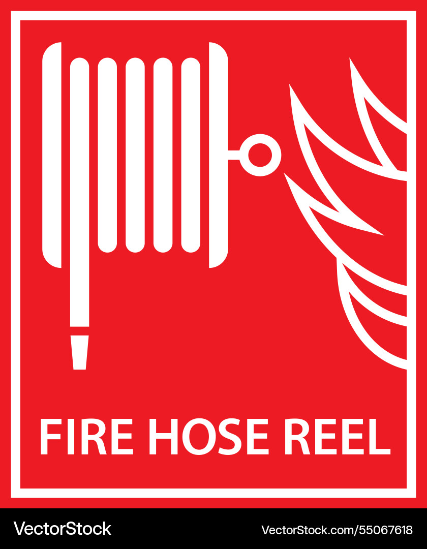 Fire hose reel sign safety warning icon Royalty Free Vector