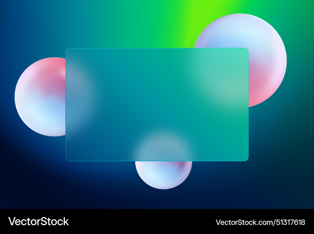 Glass morphism landing page with frame Royalty Free Vector