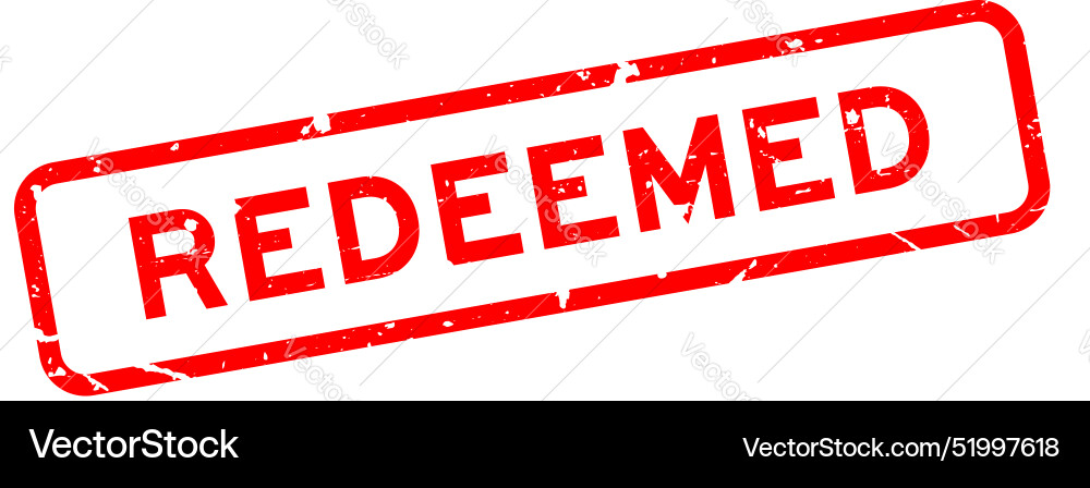 Grunge red redeemed word square rubber seal stamp Vector Image
