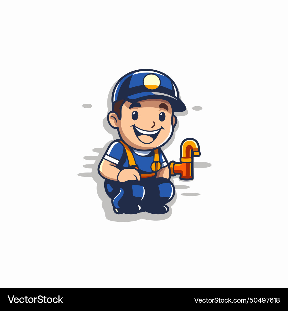 Plumber cartoon character with tool isolated Vector Image