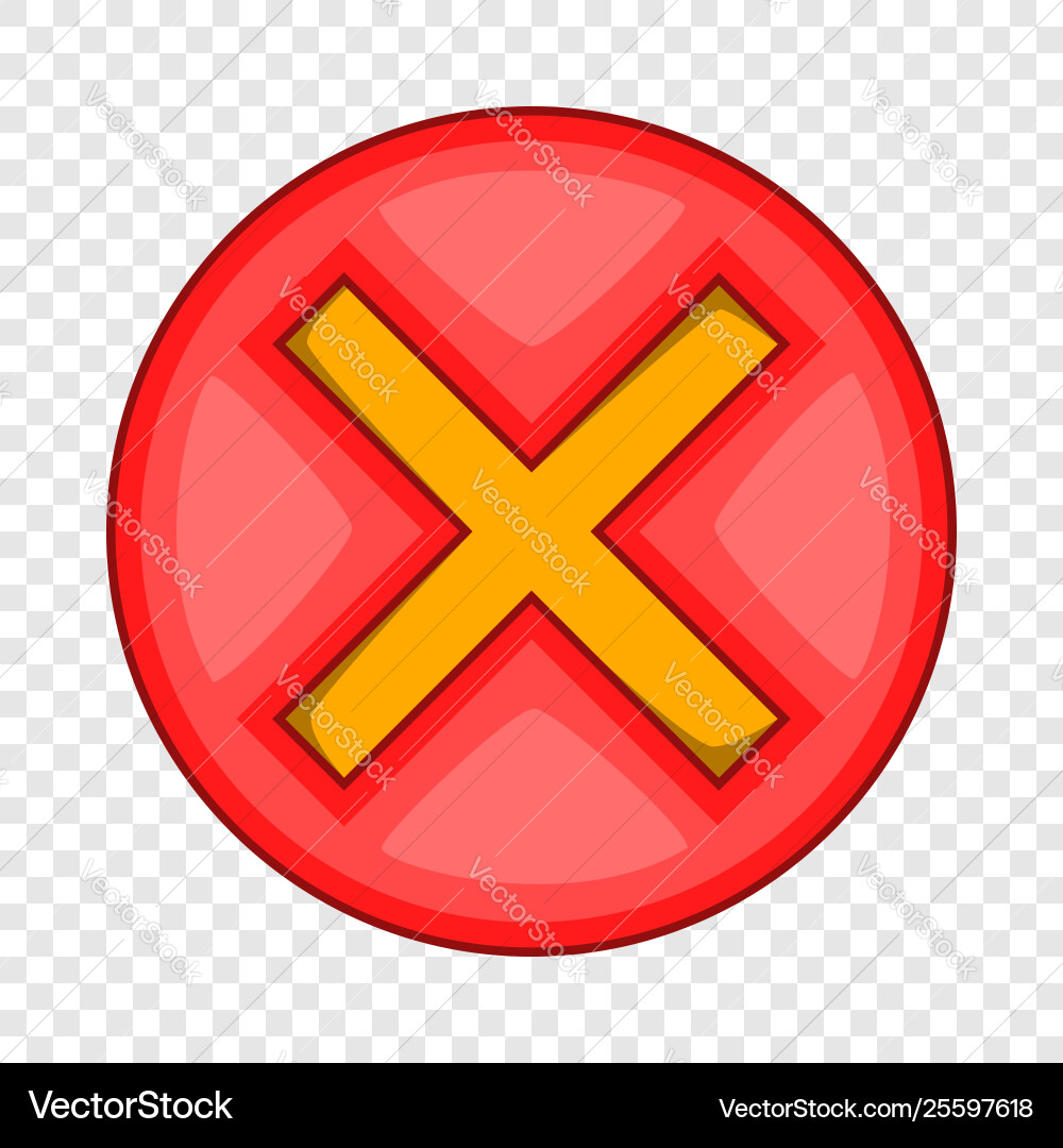 Red cross check mark icon cartoon style Royalty Free Vector