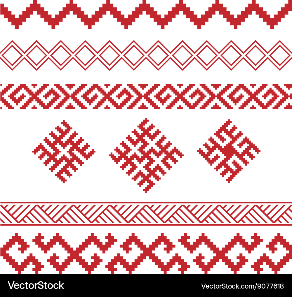 Slavic ornamental elements set Royalty Free Vector Image