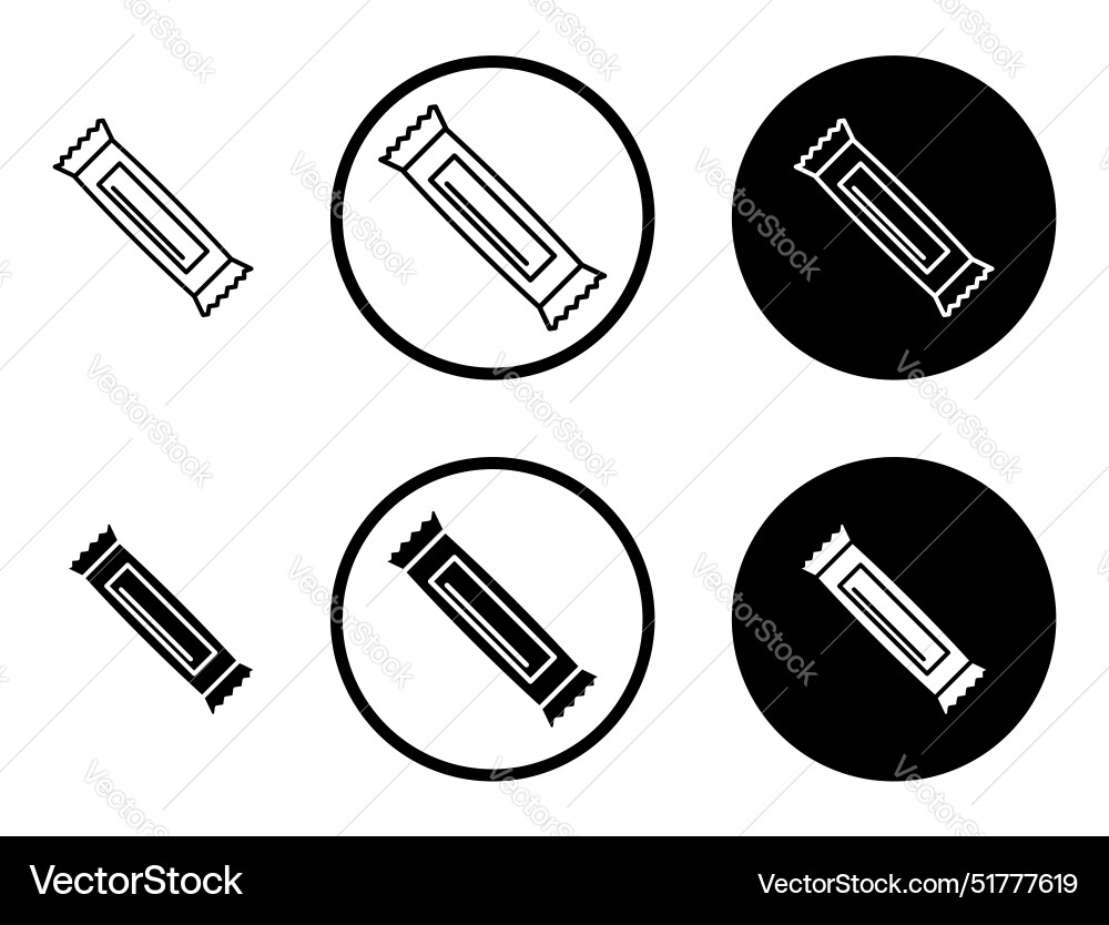 Candy-bar icon set black filled and outlined style