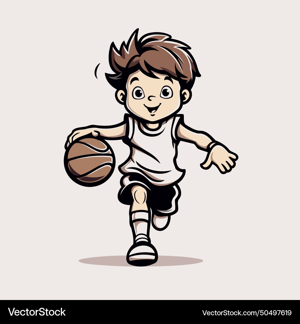 Cartoon boy playing basketball Royalty Free Vector Image